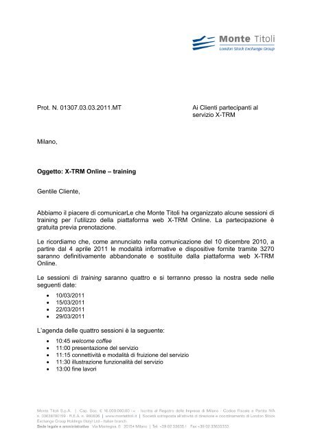 X-TRM online training - Monte Titoli