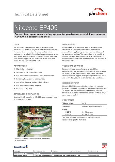 Nitocote EP405 TDS - Parchem