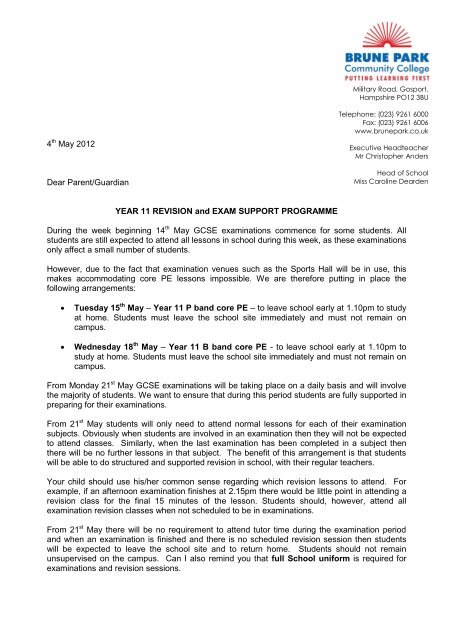 Study Leave 2012 - Year 11 revision and Exam Support Programme