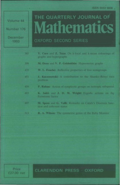 Front Matter (PDF) - Quarterly Journal of Mathematics