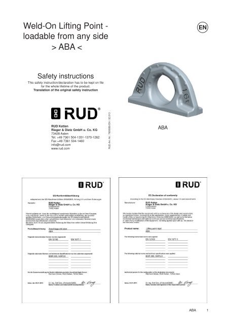 Weld-On Lifting Point - loadable from any side > ABA