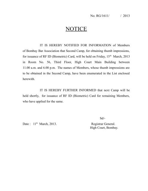 NOTICE - Bombay High Court