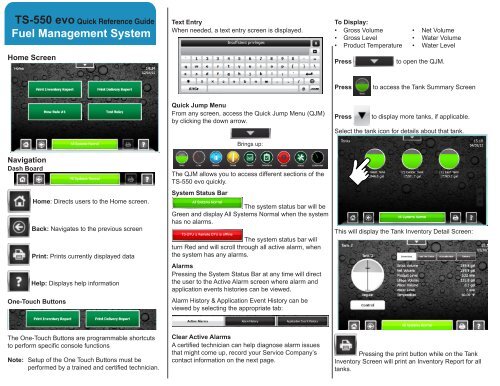TS-550evo Quick Reference - Franklin Fueling Systems