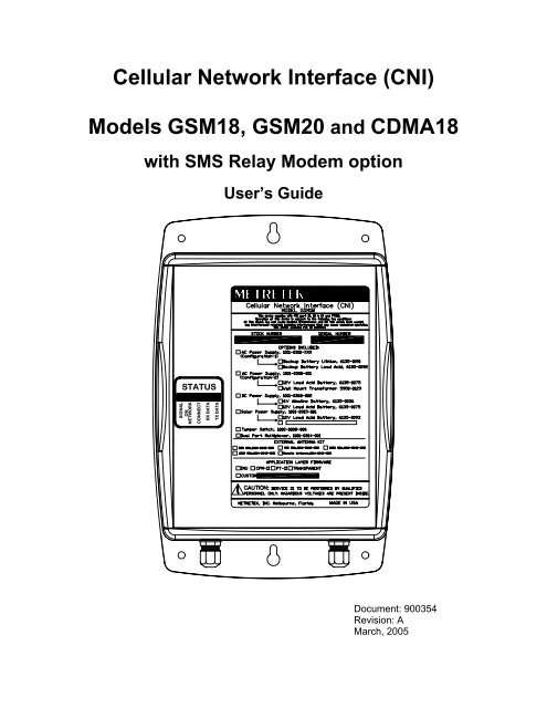 Cellular Network Interface (CNI) Models GSM18 ... - KORE Telematics