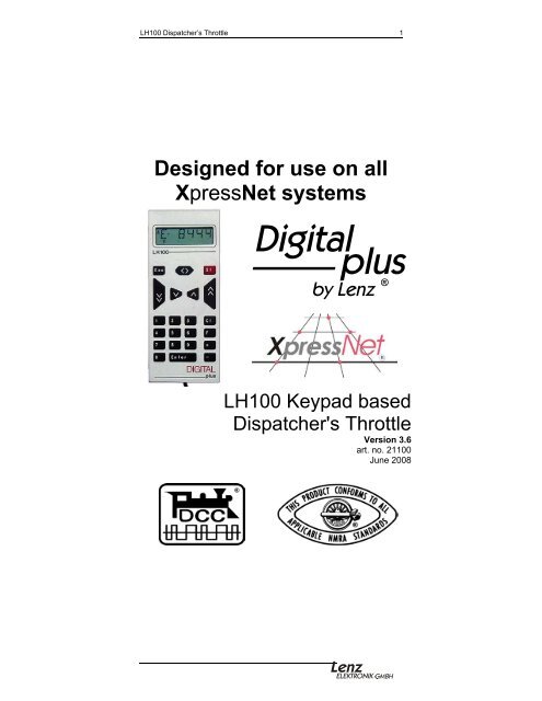 LH100 Dispatcher's Throttle - Lenz USA