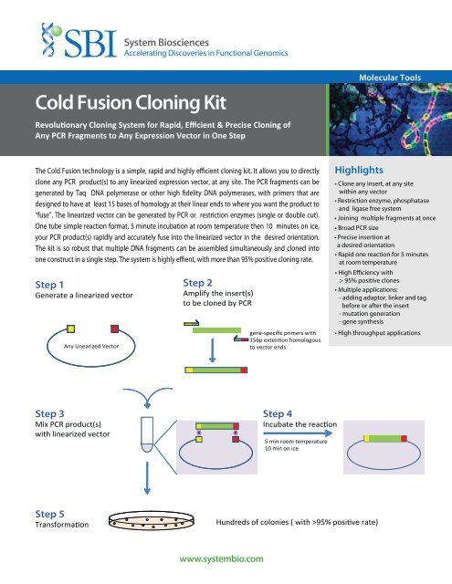 Cold Fusion Cloning Kit - System Biosciences