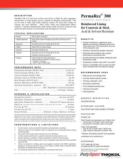 PermaRez Â® 300 - Technical Data Sheet - PolySpec
