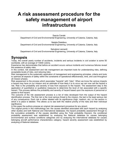 A Risk Assessment procedure for the safety management of airport ...