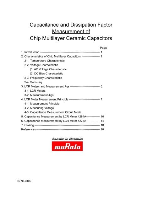 Capacitance and Dissipation Factor Measurement of Chip ... - Murata