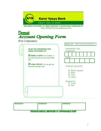 Account Opening Form - Karur Vysya Bank