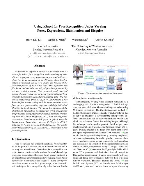 Using Kinect For Face Recognition Under Varying Poses