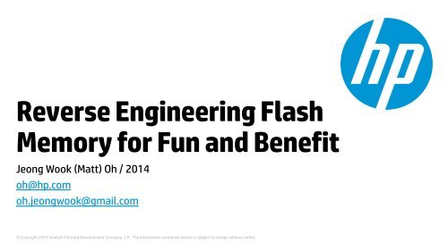 Reverse Engineering Flash Memory for Fun And Benefit