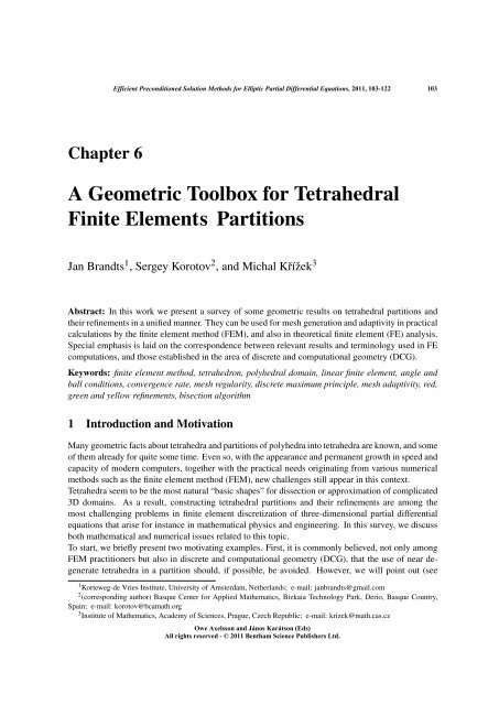 A Geometric Toolbox for Tetrahedral Finite Element Partitions - BCAM