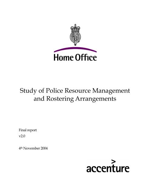 Study of Police Resource Management and Rostering Arrangements
