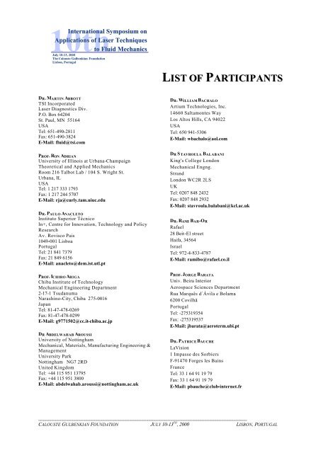 LIST OF PARTICIPANTS - In+