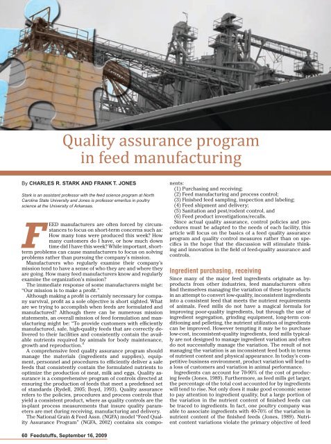 Quality assurance program in feed manufacturing