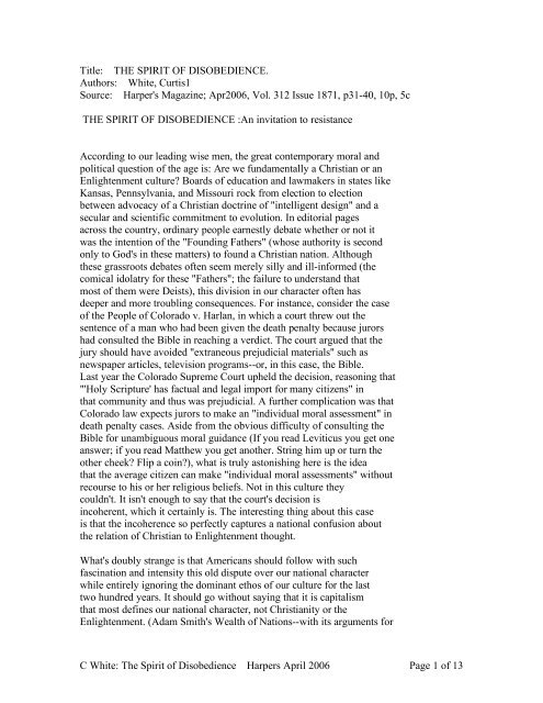 Spiritual Disobedience