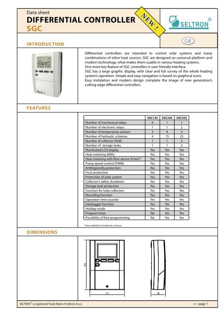 DIFFERENTIAL CONTROLLER SGC - Seltron controllers