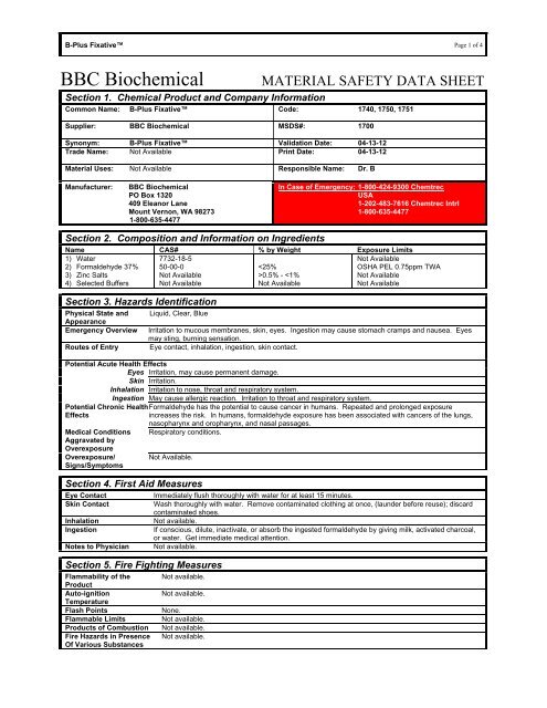 MSDS - BBC Biochemical