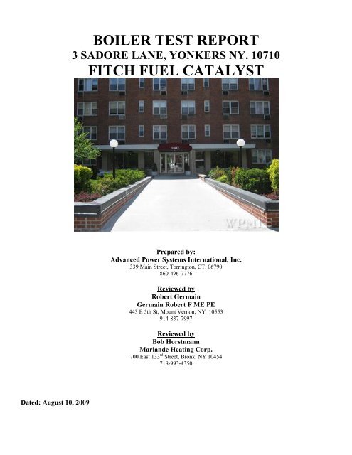 BOILER TEST REPORT FITCH FUEL CATALYST - PM Cycles Ltd