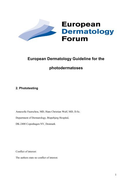European Dermatology Guideline for the photodermatoses