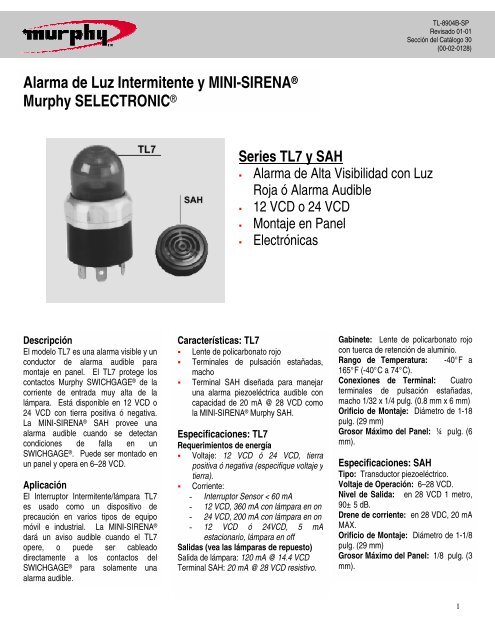 Alarma de Luz Intermitente y MINI-SIRENAÂ® Murphy SELECTRONICÂ®