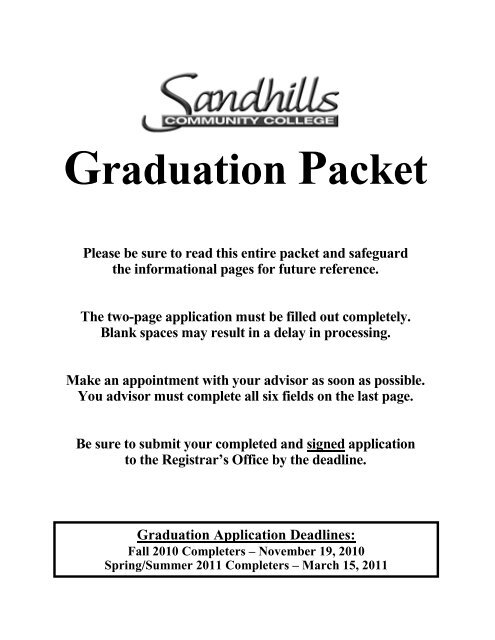 Graduation Packet - Sandhills Community College