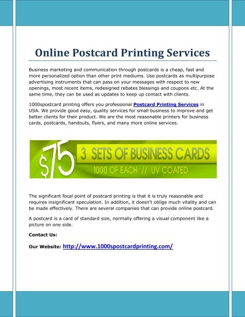 Online Postcard Printing Services
