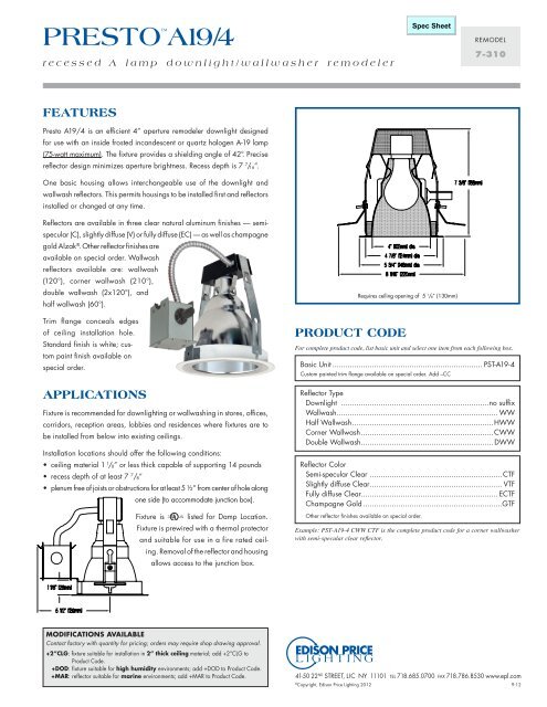 spec sheet - Edison Price Lighting
