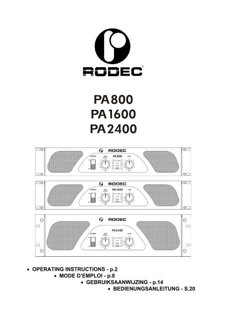 PA800 PA1600 PA2400 - eShop | prodance.cz