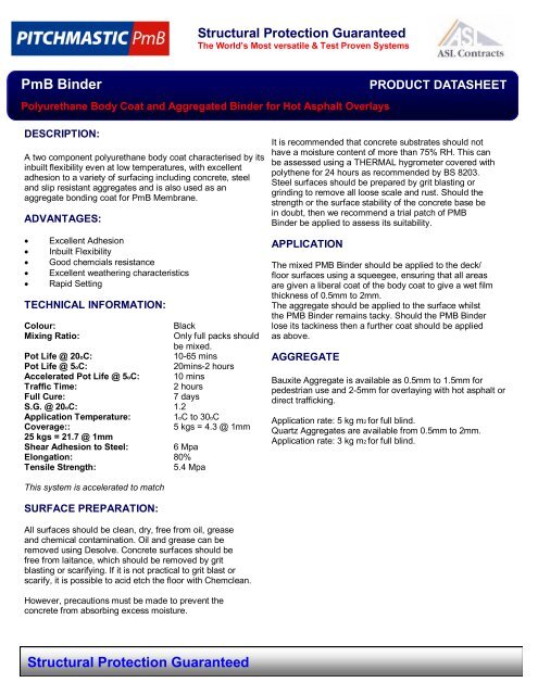 PmB Binder Structural Protection Guaranteed - Pitchmastic PMB Ltd