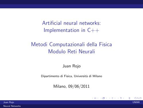 Lecture 8: Implementation of artificial neural networks in C++ - Infn