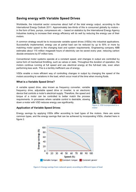 Saving energy with Variable Speed Drives - Energy Efficiency
