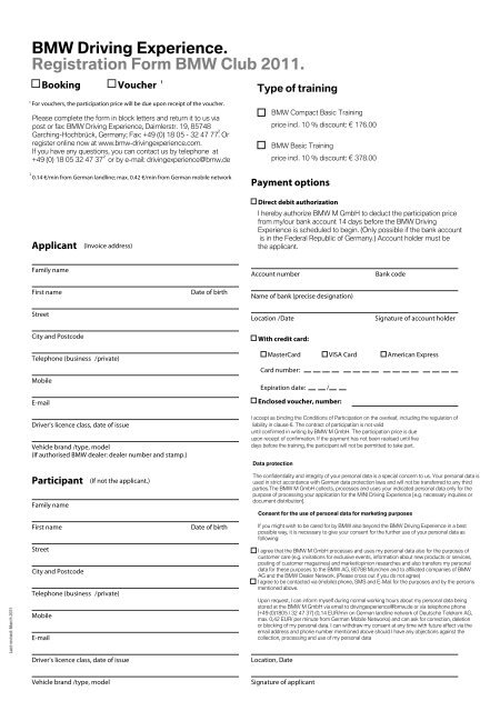Registration form (PDF, 148 kB) - BMW Clubs