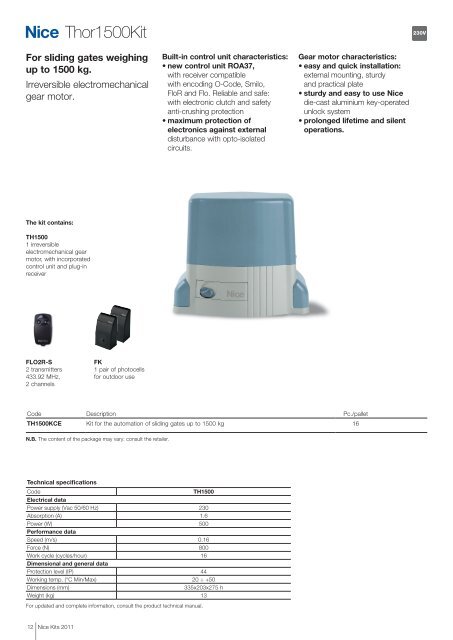 Data Sheet - Gate Motors