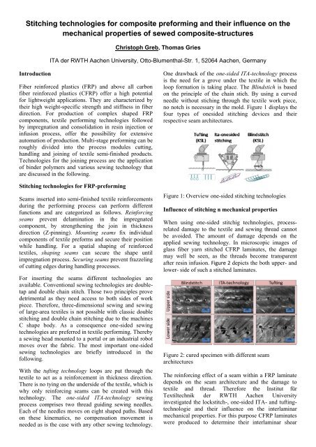 Stitching technologies for composite preforming and their influence ...