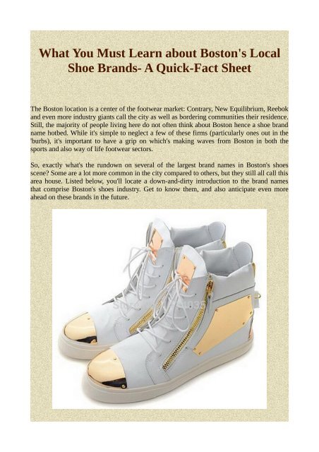 What You Must Learn about Boston's Local Shoe Brands- A Quick-Fact Sheet