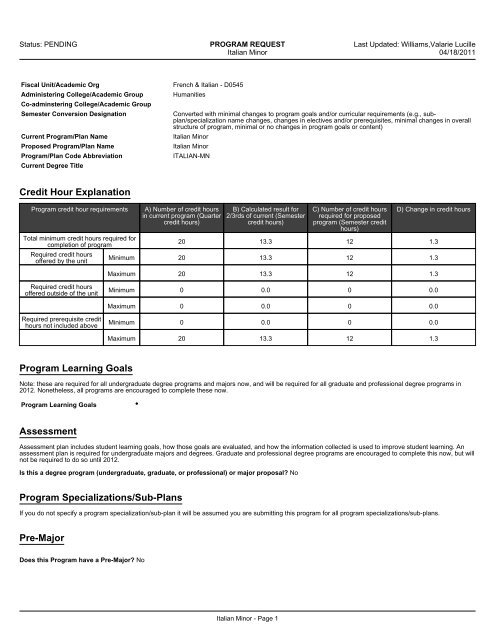 Italian Minor Revised 4-18-11.pdf - The Ohio State University