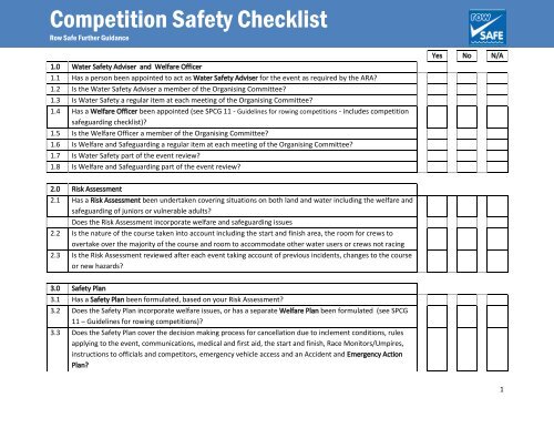 Competition Safety Checklist - British Rowing