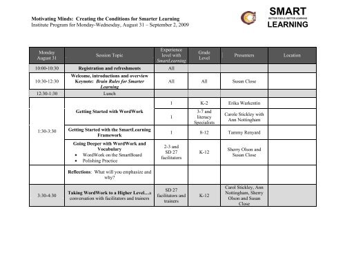 agenda - Smart Learning