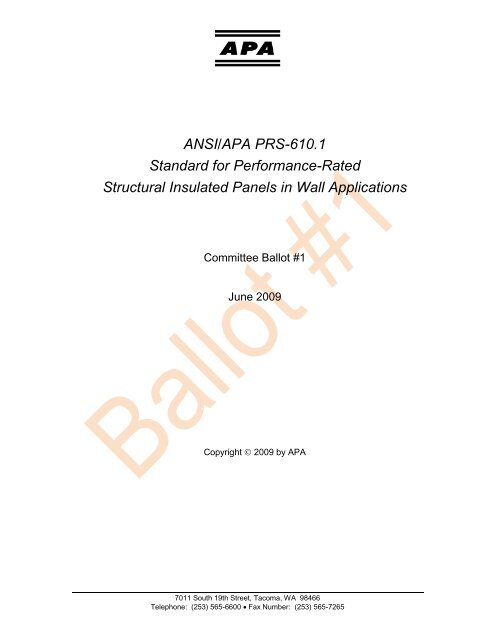ANSI/APA PRS-610.1 Standard for Performance-Rated Structural ...
