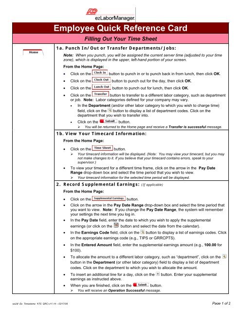 Employee EzLabor Quick Reference Guide (pdf)