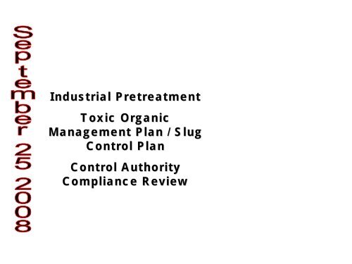 Industrial Pretreatment Toxic Organic Management Plan / Slug ...