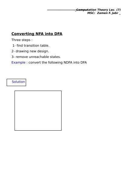 Converting NFA into DFA
