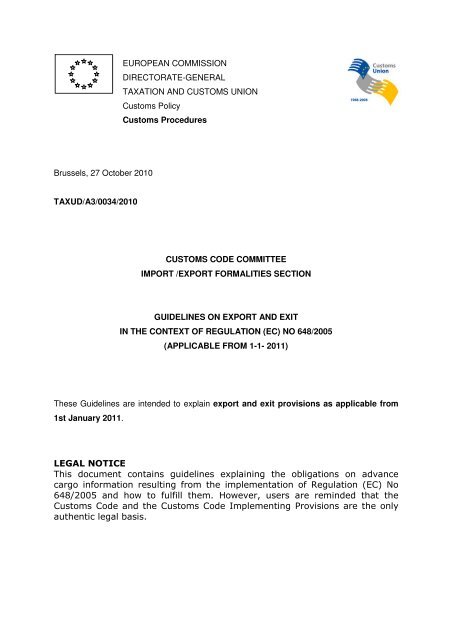 LEGAL NOTICE This document contains guidelines explaining the ...