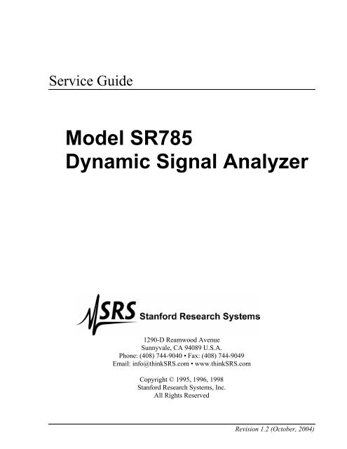 SR785 Service Manual - Stanford Research Systems