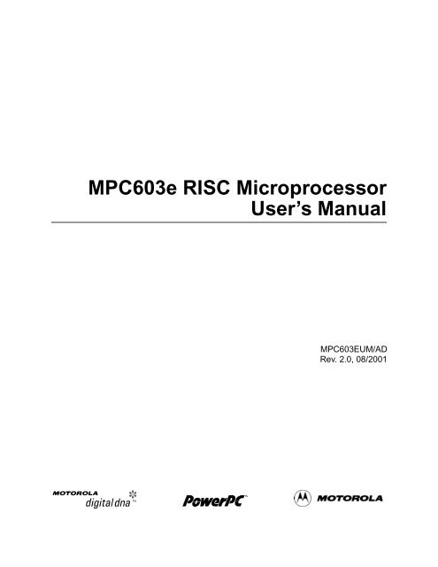 MPC603e RISC Microprocessor User's Manual