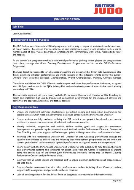 Job Title Background and Job Purpose Key Responsibilities