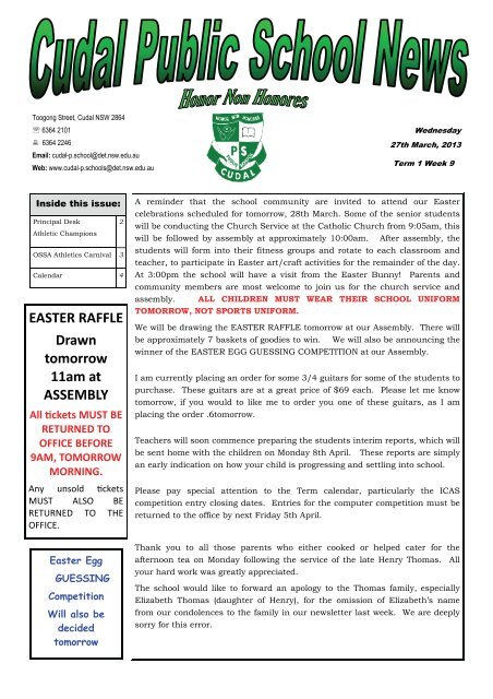 Term 1 Week 9 - Cudal Public School