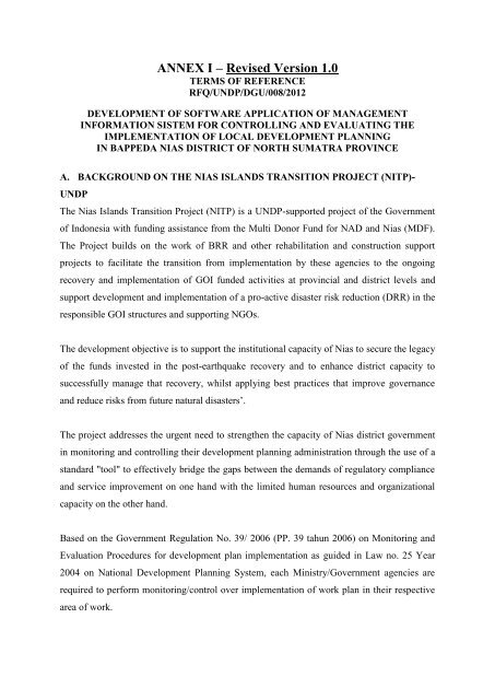 ANNEX I – Revised Version 1.0 - UNDP